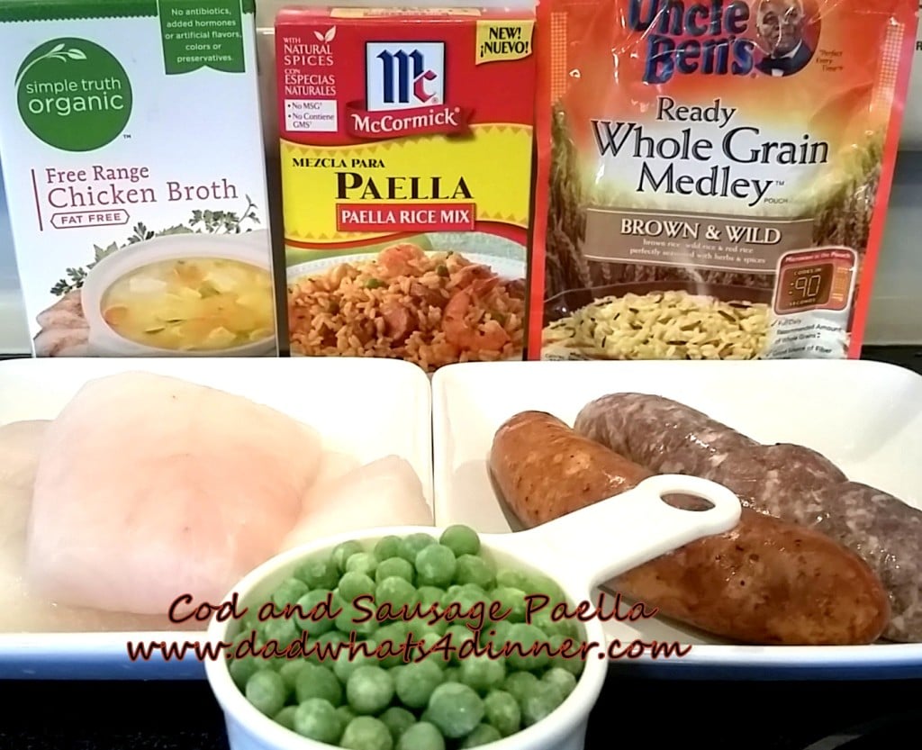 One Skillet Cod and Sausage Paella - Dad Whats 4 Dinner